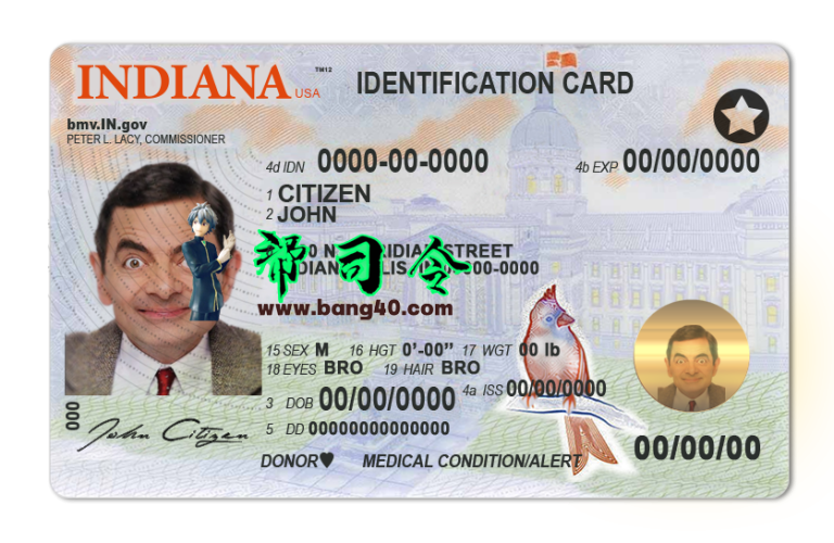 PSD 格式的美国印第安纳州 ID 模板