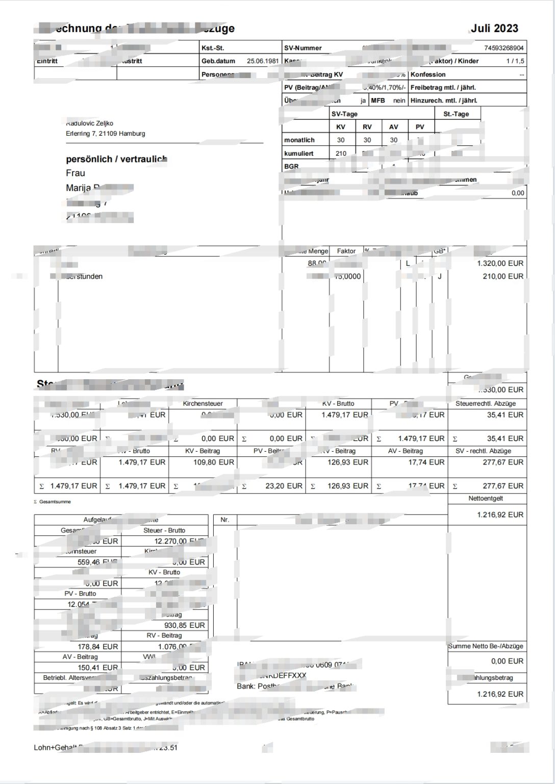德国工资单模板（Word 和 PDF 格式）